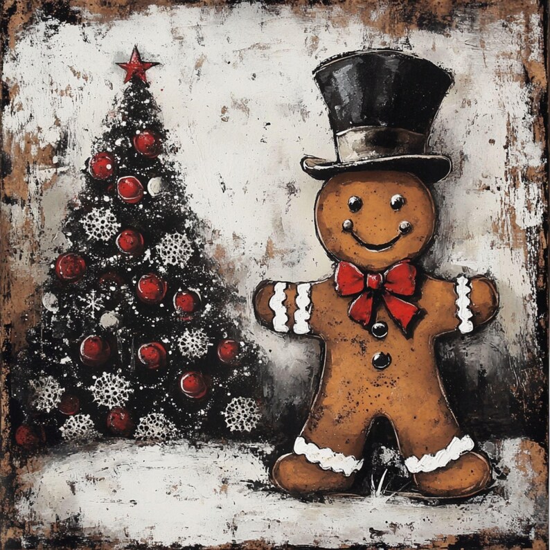 Christmas Gingerbread Metal Sign, Vintage Christmas Wall Art, Farmhouse ...
