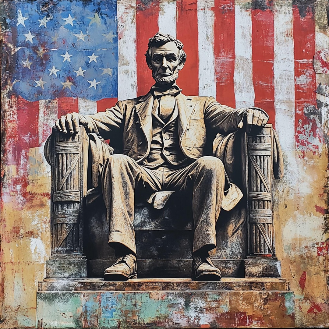 Abraham Lincoln Metal Wall Art - Patriotic American Flag Sign - Rustic ...