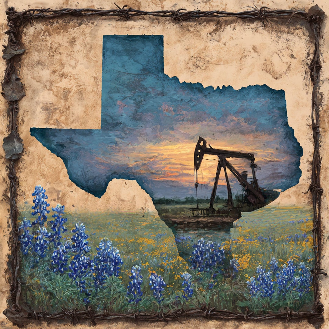 Texas Oilfield Bluebonnet Sign, 10x10 Aluminum Wall Art, Rustic Texas ...