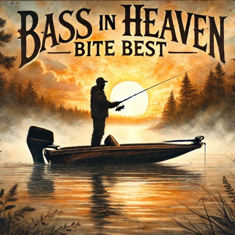 Bass in Heaven Sign – Fishing Memorial Aluminum Sign for Home Décor ...