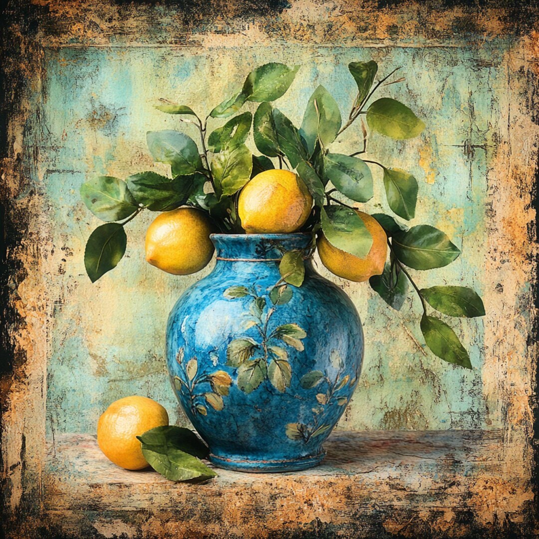 Lemon Metal Wreath Sign, Kitchen Wall Art, Rustic Vase Home Sign ...