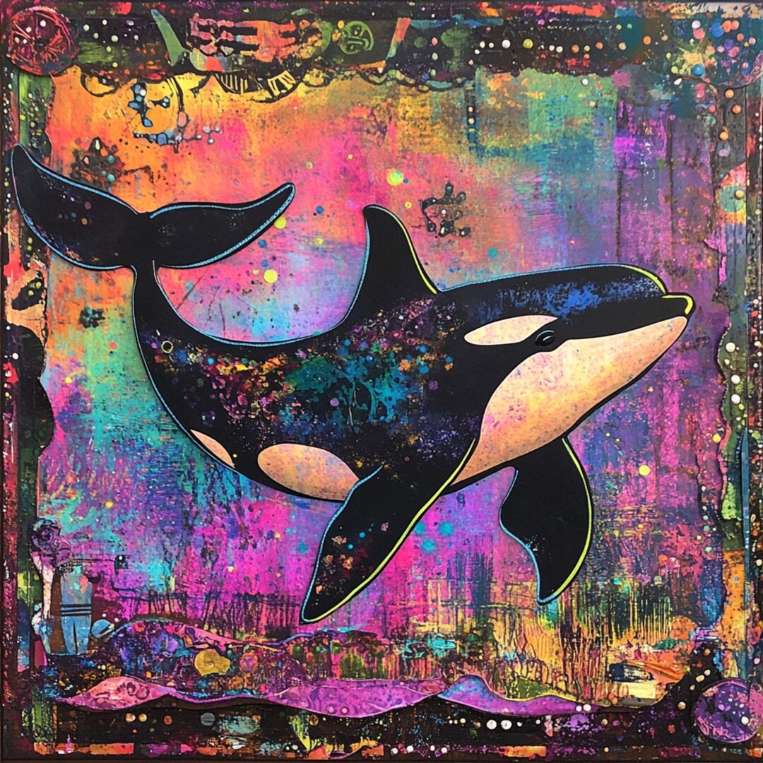 Colorful Orca Whale Wall Art Sign– 10x10 Aluminum Coastal Sign, Vibrant ...