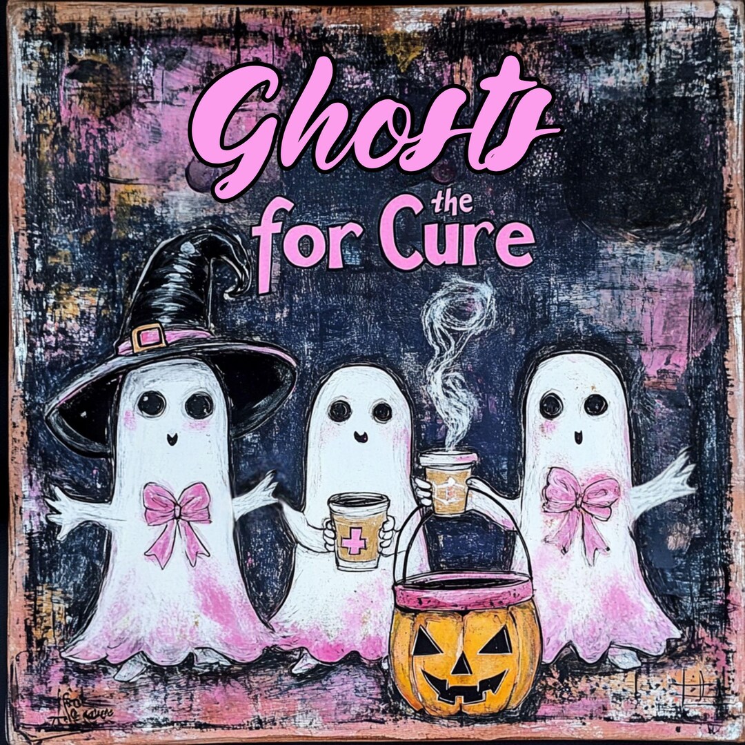 Ghosts for the Cure Sign – 10x10 Pink Halloween Breast Cancer Awareness ...