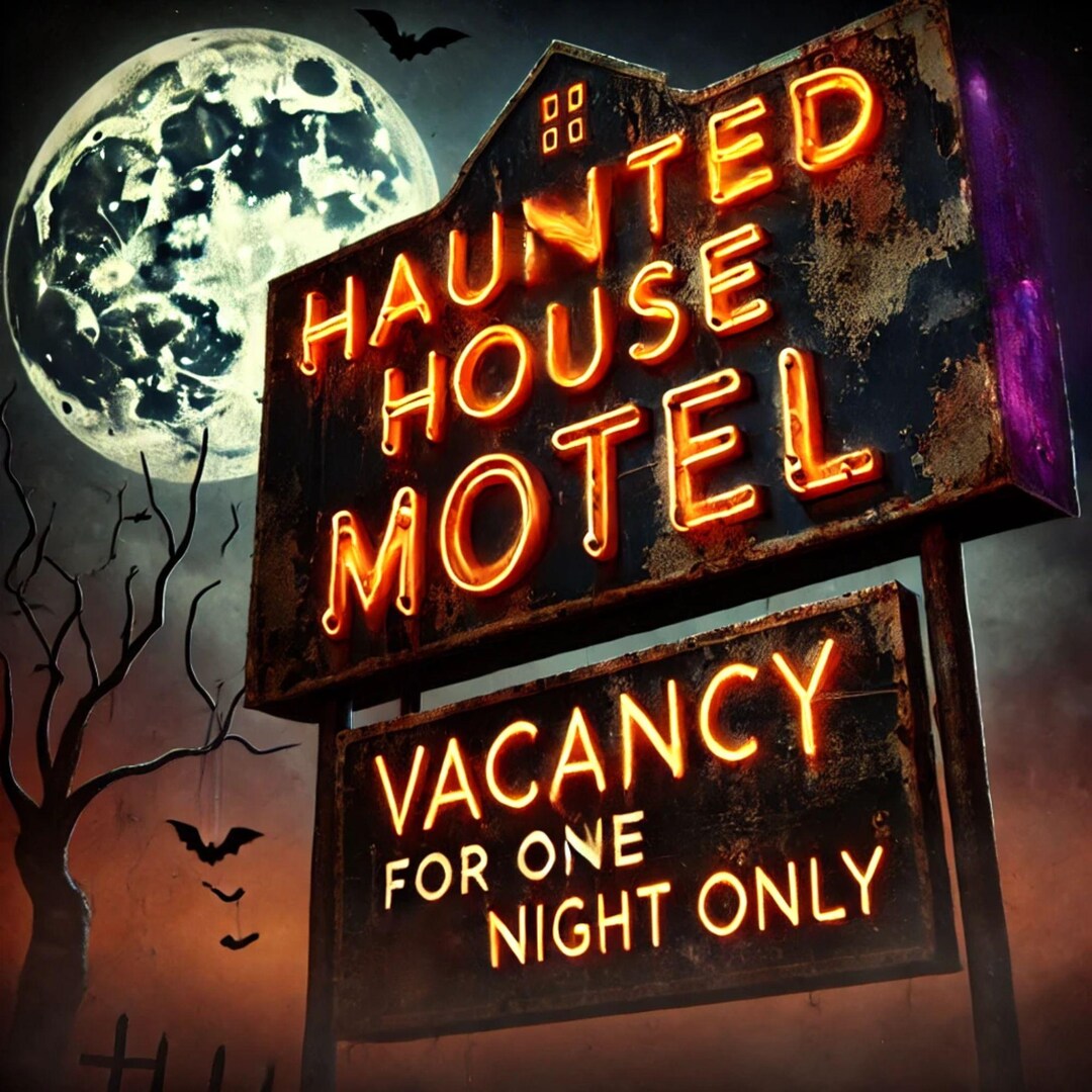 Haunted House Motel Sign, Spooky Halloween Metal Sign, Horror Neon Wall ...