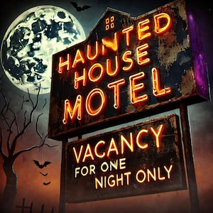 Haunted House Motel Sign, Spooky Halloween Metal Sign, Horror Neon Wall ...