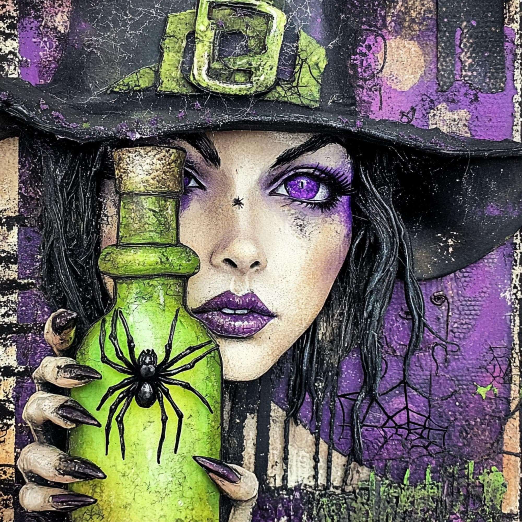 Mixed Media Witch Sign, Halloween Home Decor, Mystical Wall Art, Spooky ...