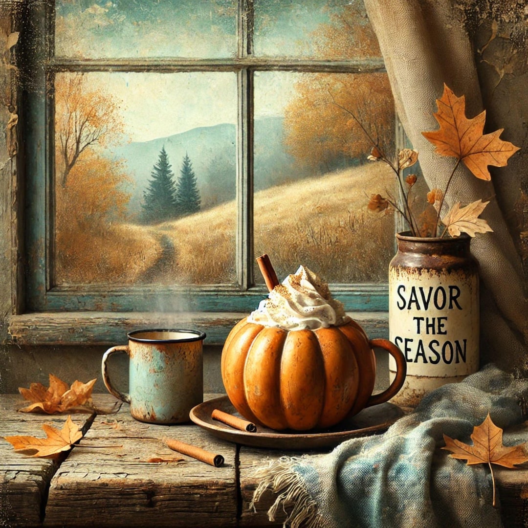 Pumpkin Mug Fall Sign, Cozy Autumn Decor, Rustic Aluminum Wall Art ...