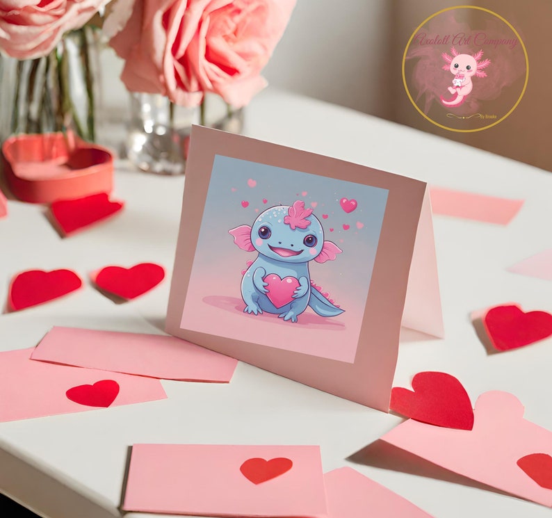 Axolotl Valentine Digital Art Set Download, DIY Axolotl Love Png Files ...