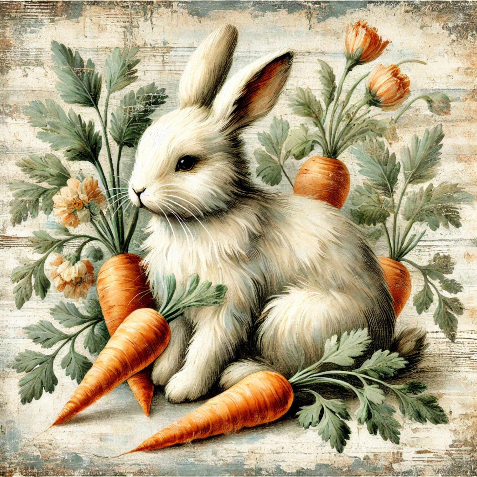 Vintage Bunny Farmhouse Sign, Rustic Rabbit Wall Art, Easter Spring ...