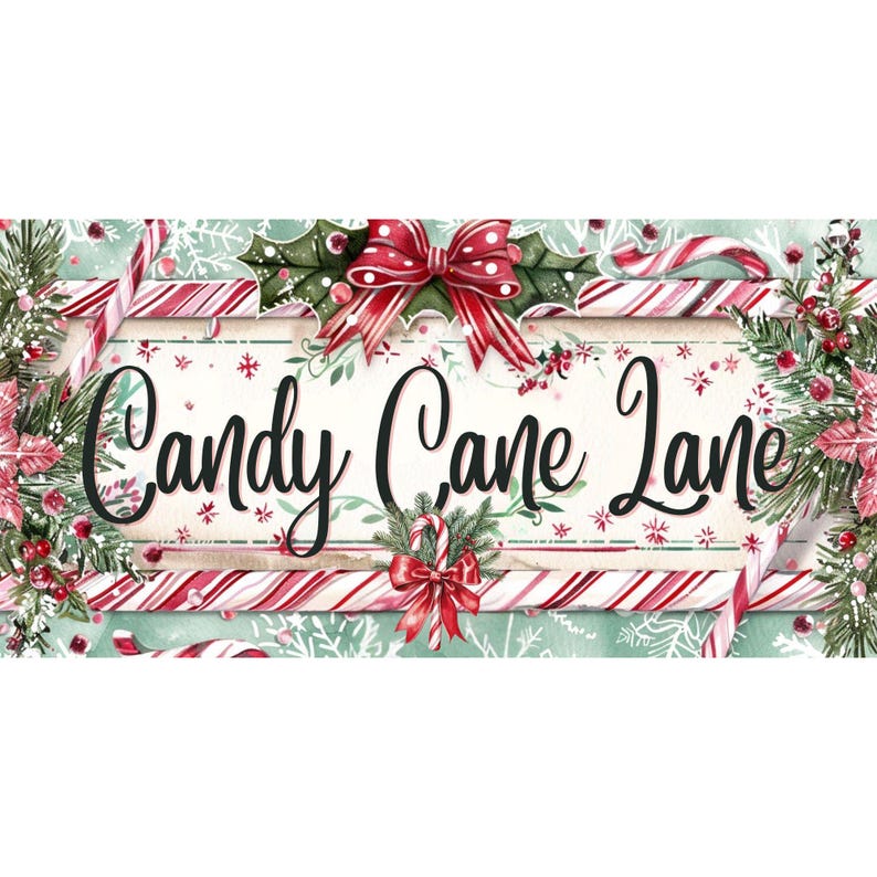 Candy Cane Lane Christmas Sign – 6x12 Aluminum Holiday Tree & Home ...