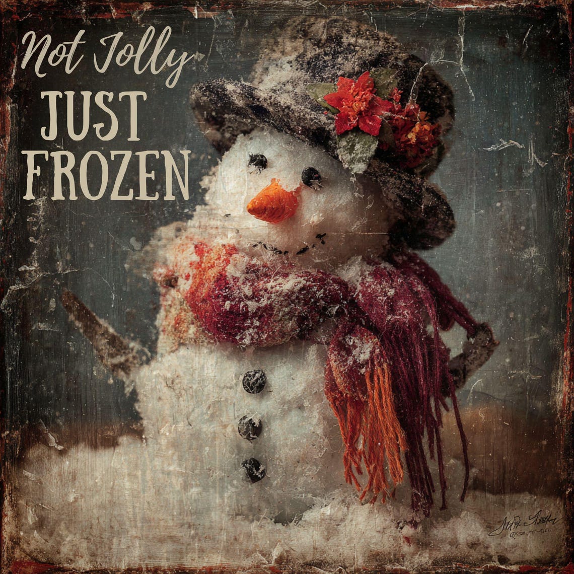 Not Jolly Just Frozen Snowman Sign, 10x10 Funny Winter Metal Wall Decor ...