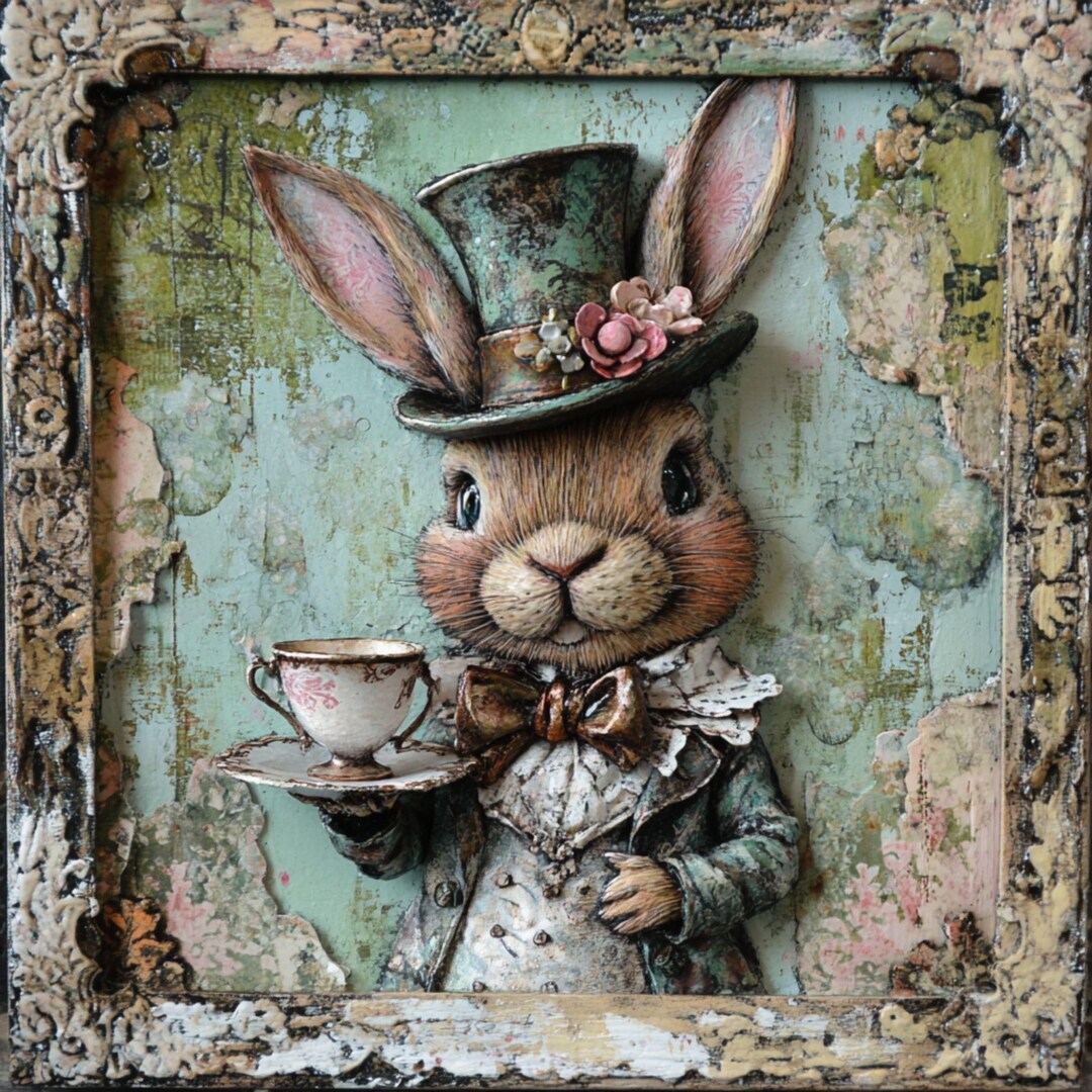 Vintage Bunny Aluminum Sign for Home Décor – Antique Style Rabbit With ...