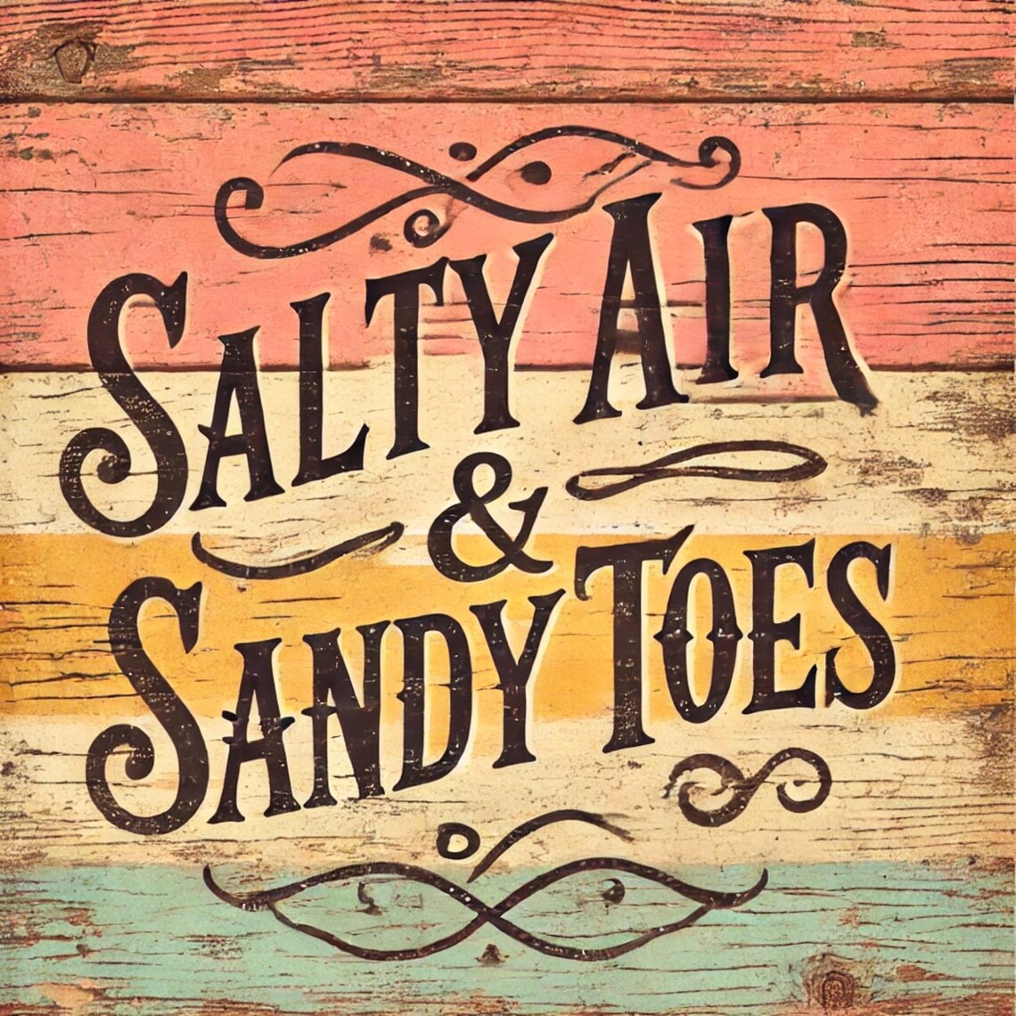 Salty Air & Sandy Toes Metal Sign, Beach House Wall Decor, Coastal ...