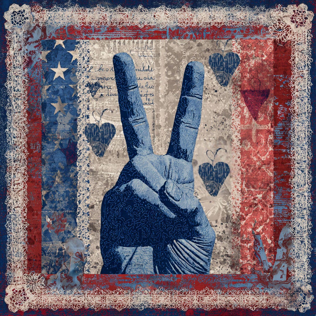 Patriotic Peace Sign Metal Wall Art – 10x10 Rustic Americana Aluminum ...
