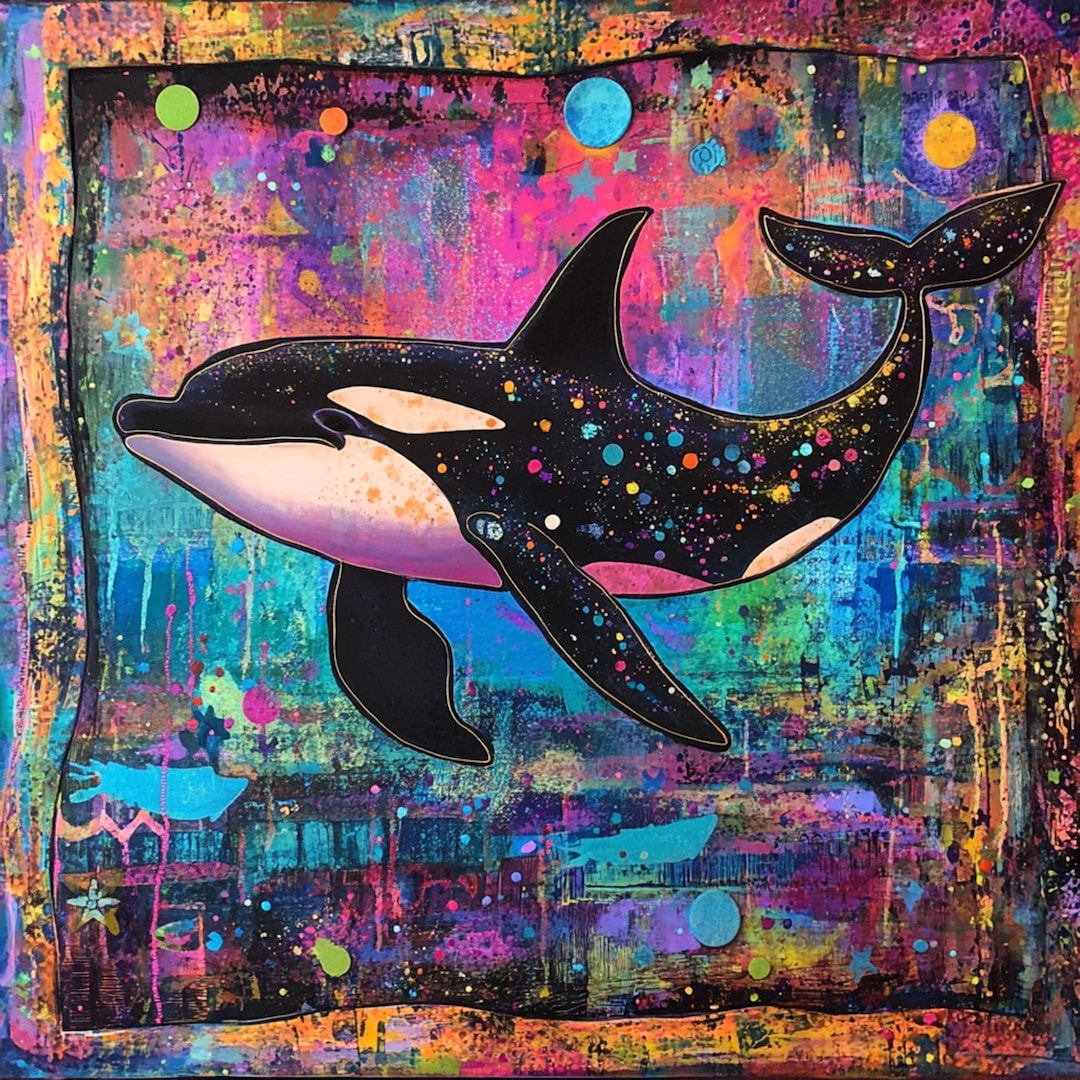 Colorful Orca Wall Art Aluminum Sign – Vibrant Ocean Home Decor, 10x10 ...