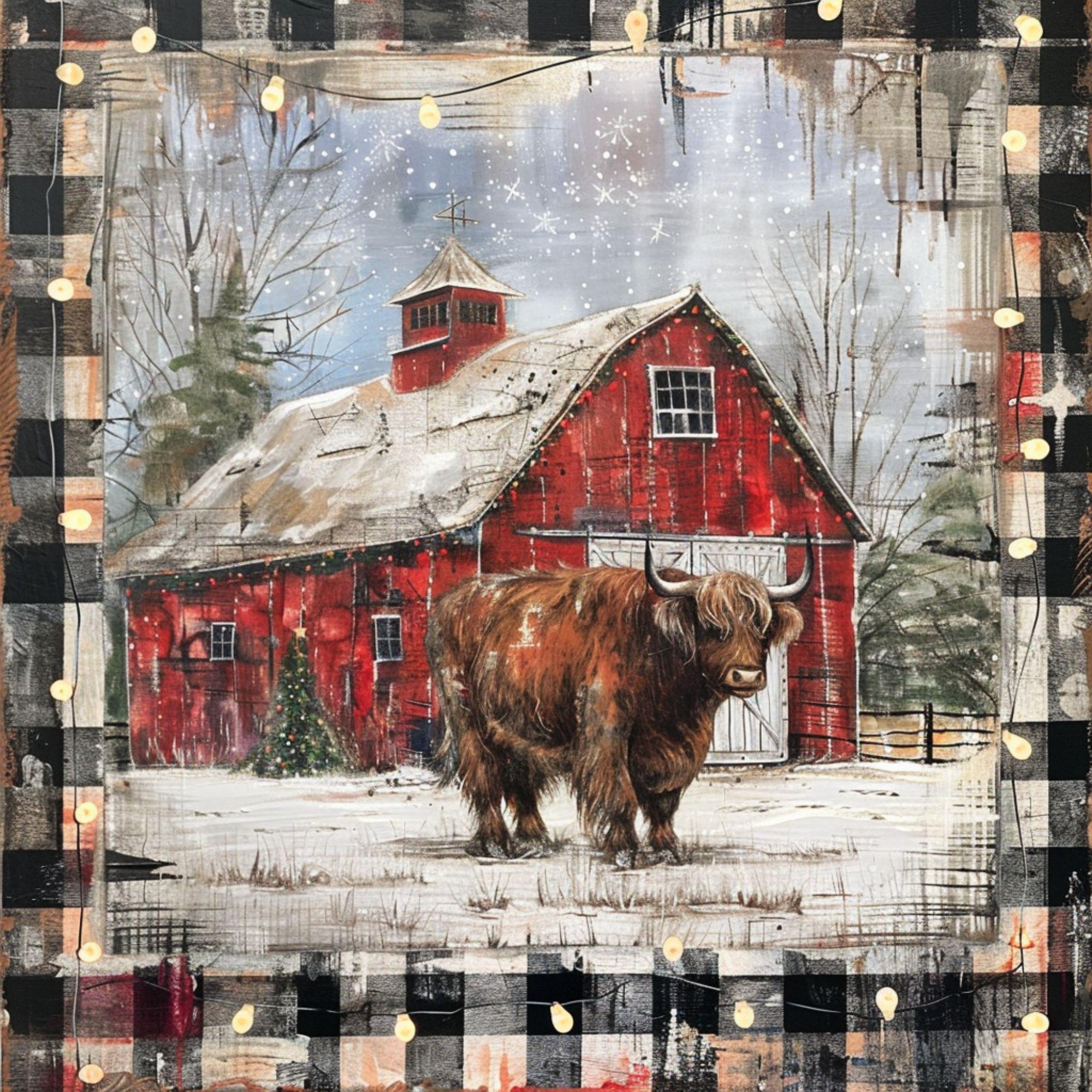 Vintage Christmas Highland Cow Metal Sign, Farmhouse Barn Art - Etsy