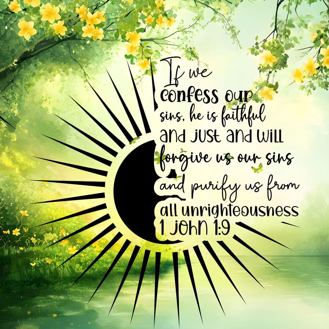 1 John 1:9 Wall Art – Confess Our Sins Sign, Christian Forgiveness ...