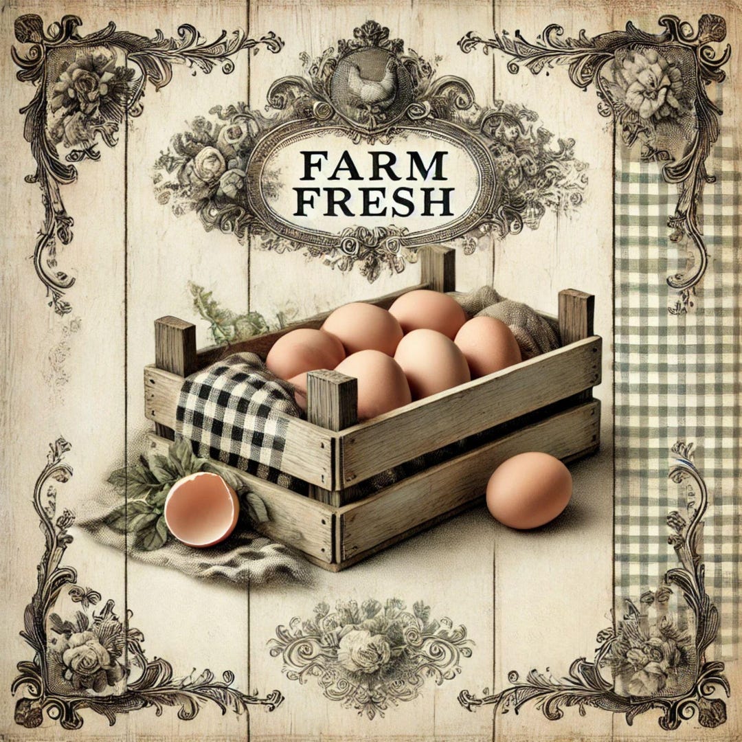 Vintage Farm Fresh Eggs Metal Sign, Rustic Farmhouse Kitchen Decor ...