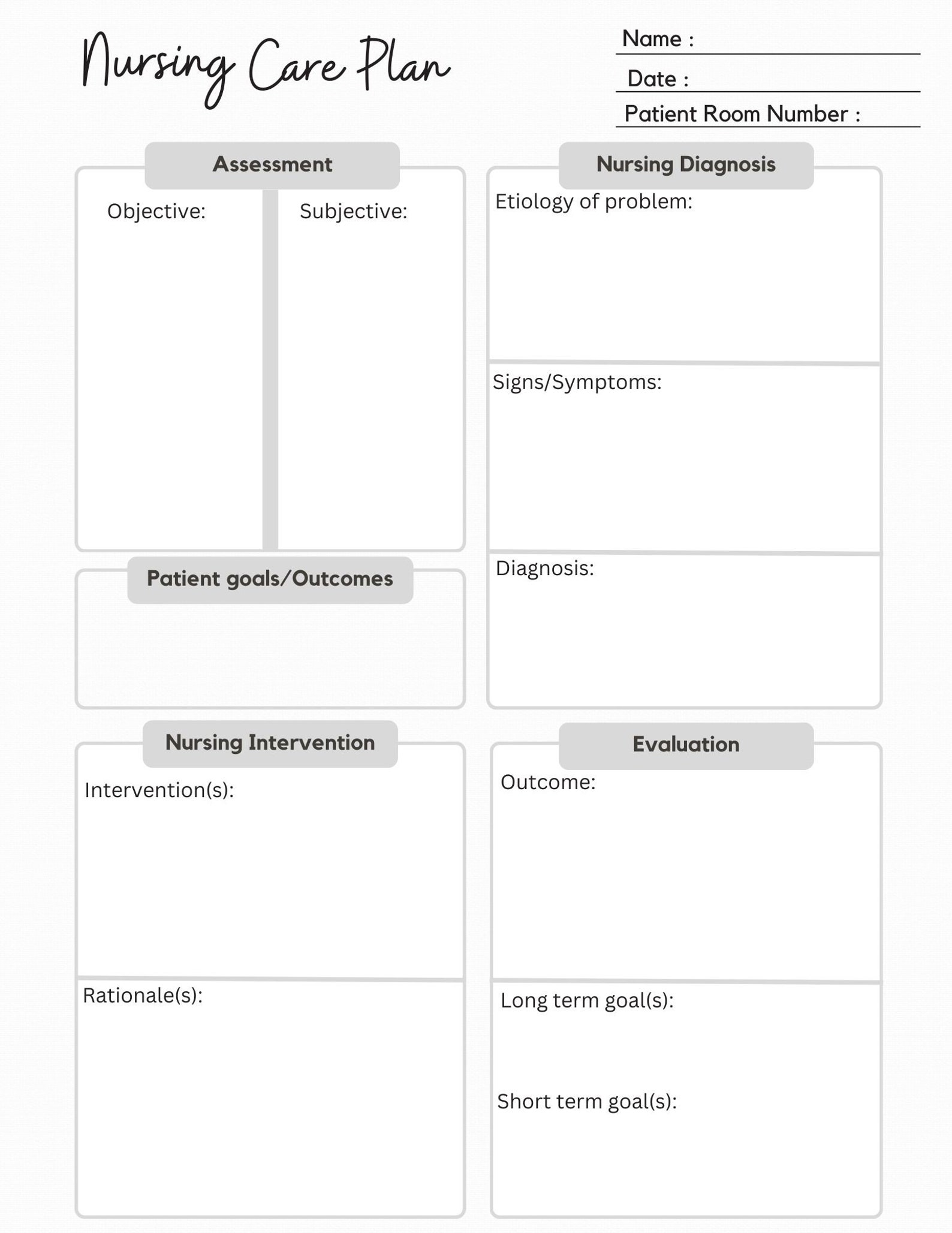 Nursing Care Plan Templates, Nursing Care Plan, Nursing Student ...