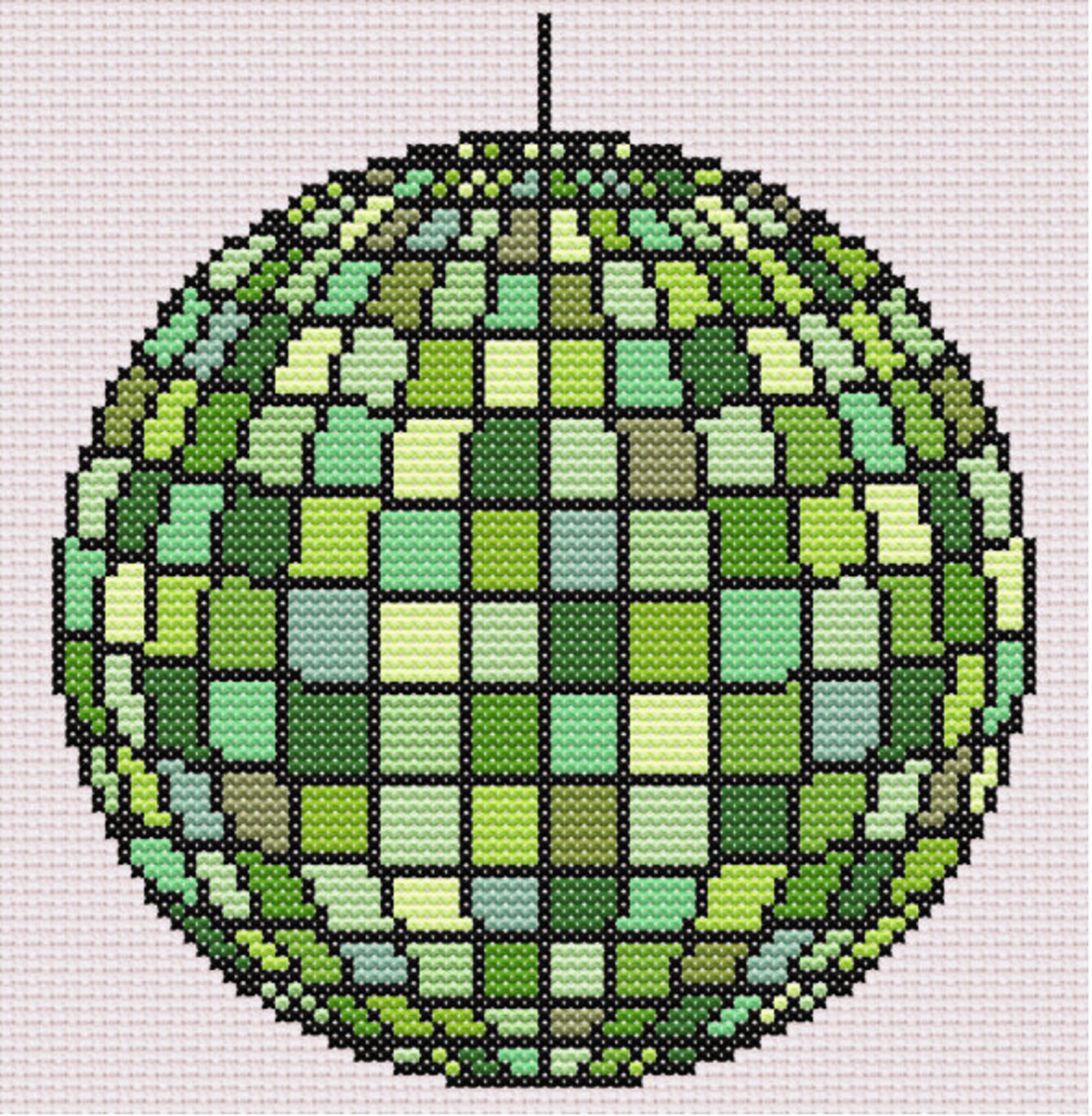 Shades of Green Disco Ball Cross Stitch Instant Download PDF Pattern - Etsy