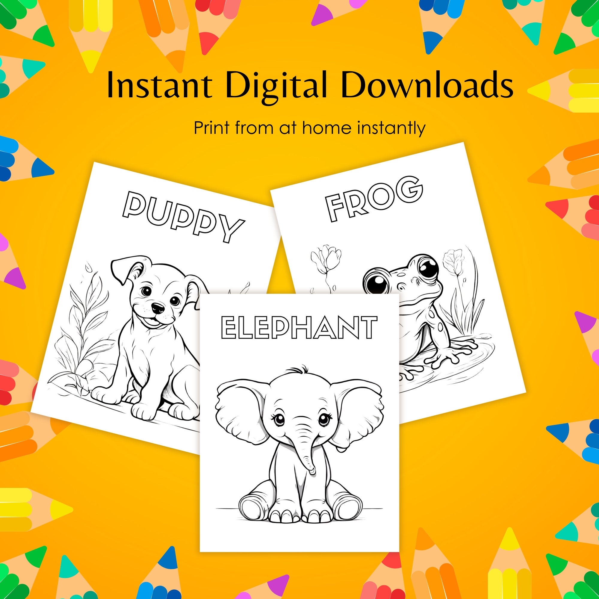 50 Adorable Baby Animals Coloring Pages for Children - Etsy