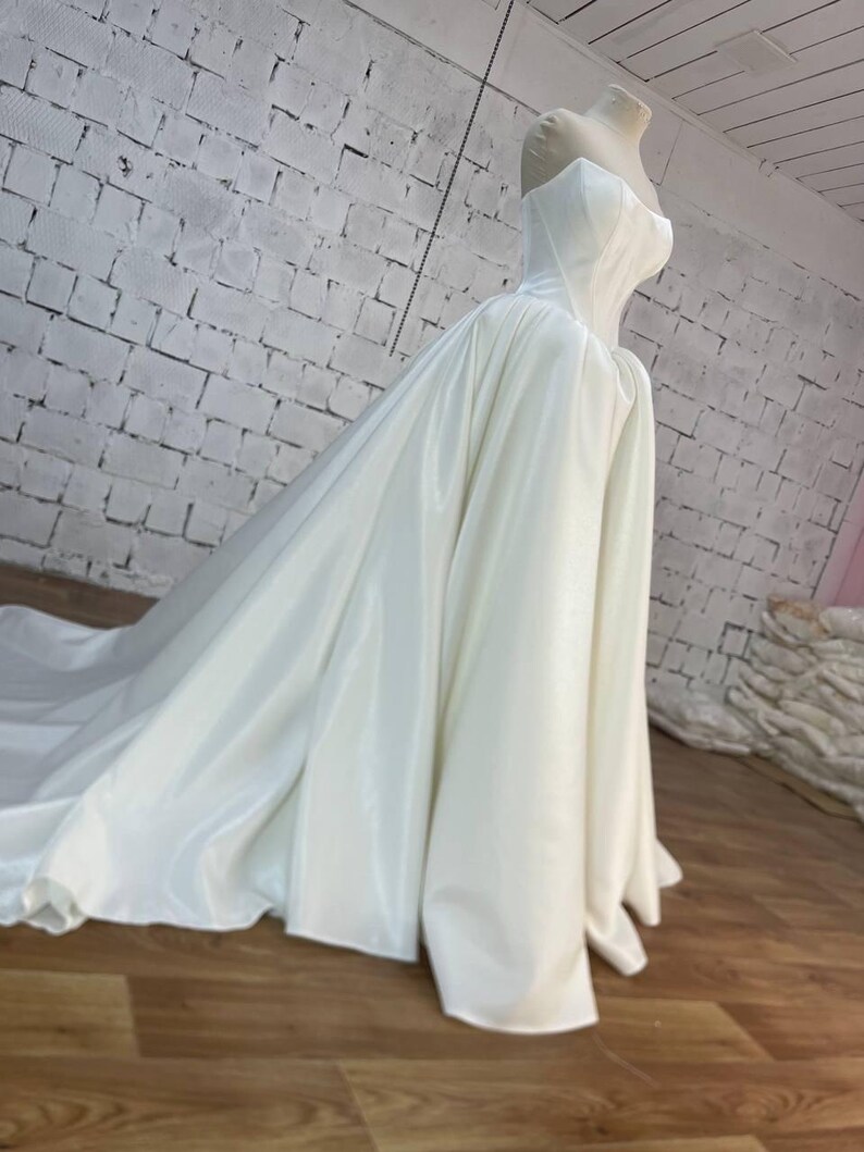 Custom-made Satin Bridal Gown, Basque Waist Wedding Dress, Light Pink ...