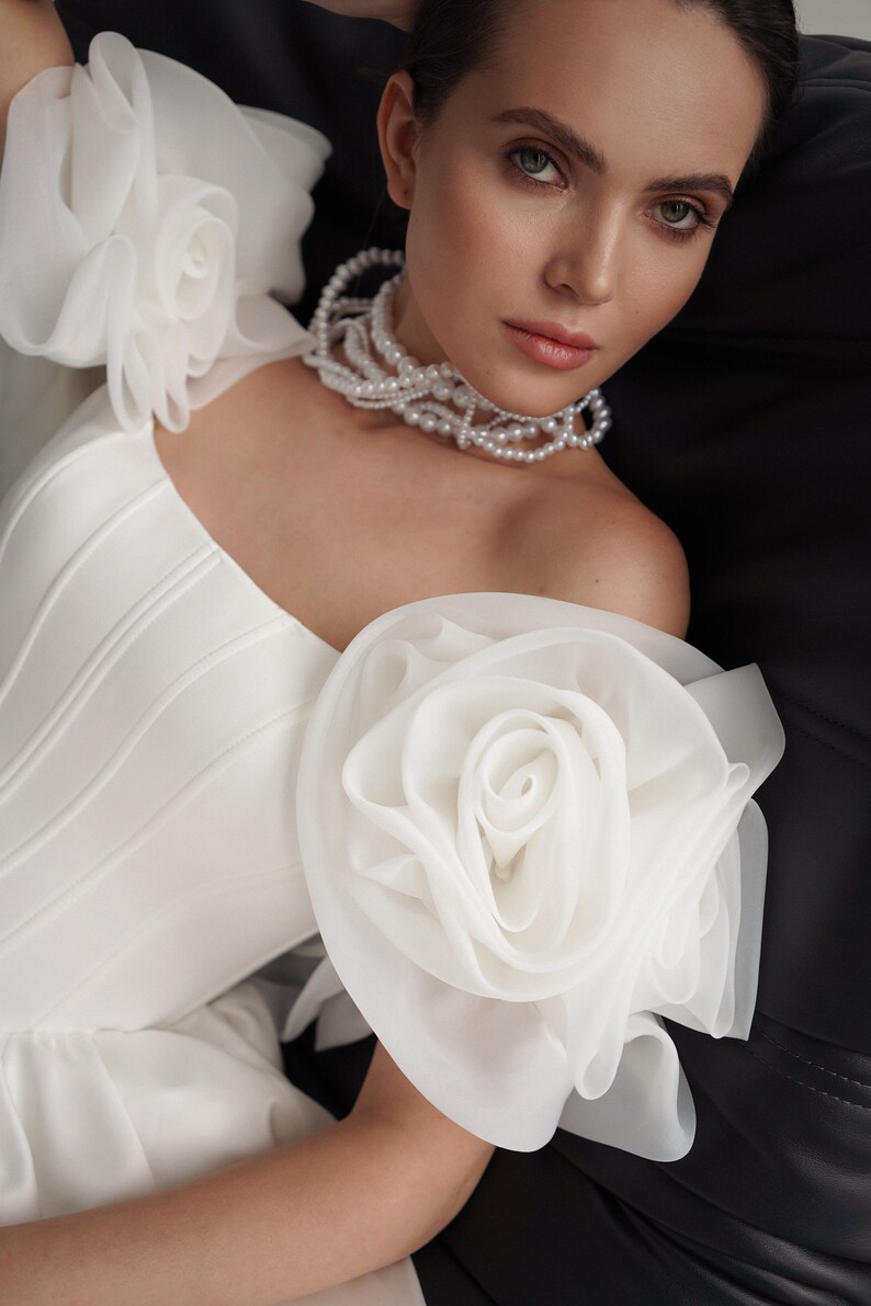 Stylish A-line Bridal Gown, Dramatic Bolero Wedding Dress, Boned Corset ...
