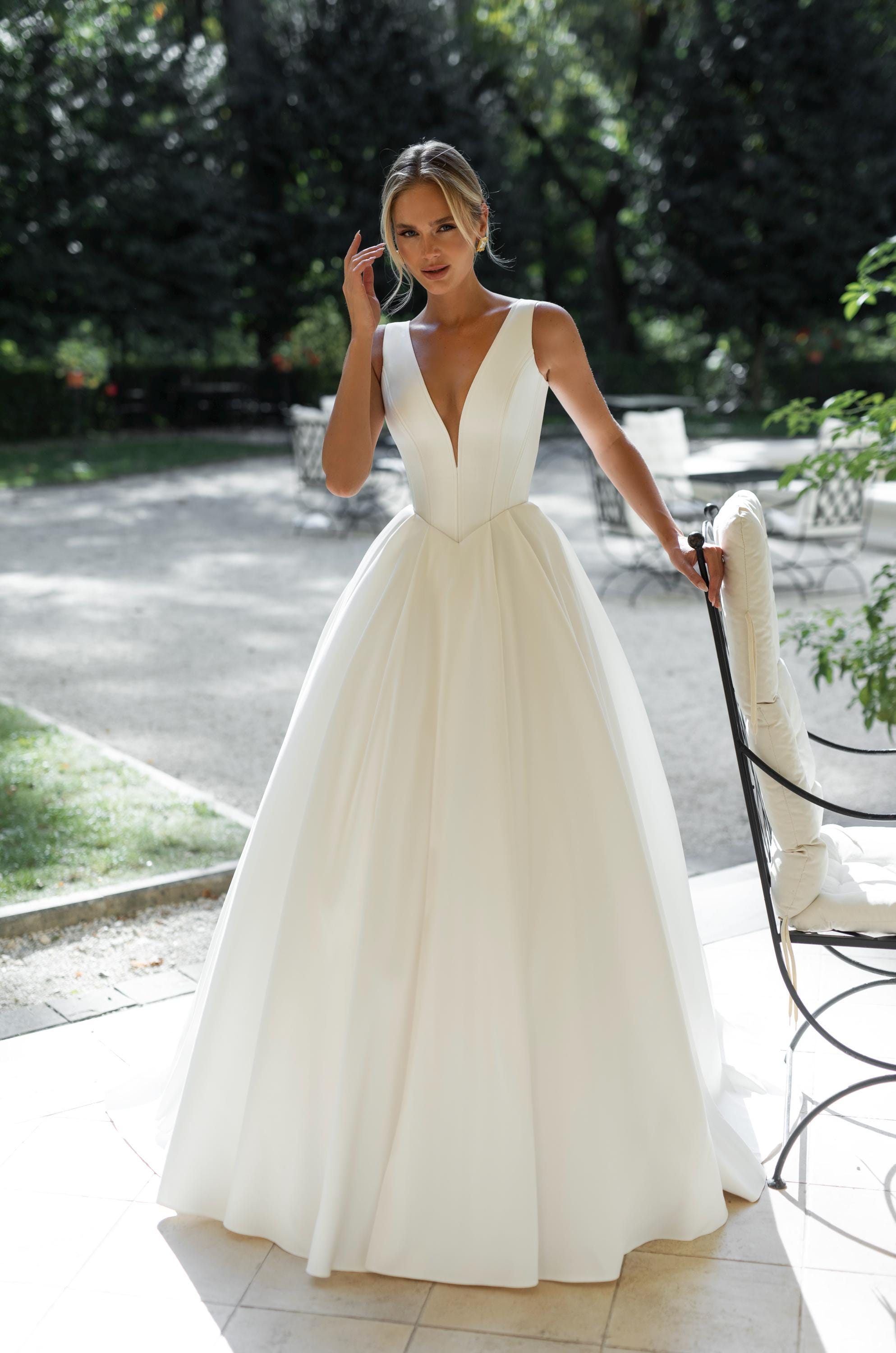 Drop Waist Wedding Dress, Satin Wedding Gown With Straps, Basque Corset ...