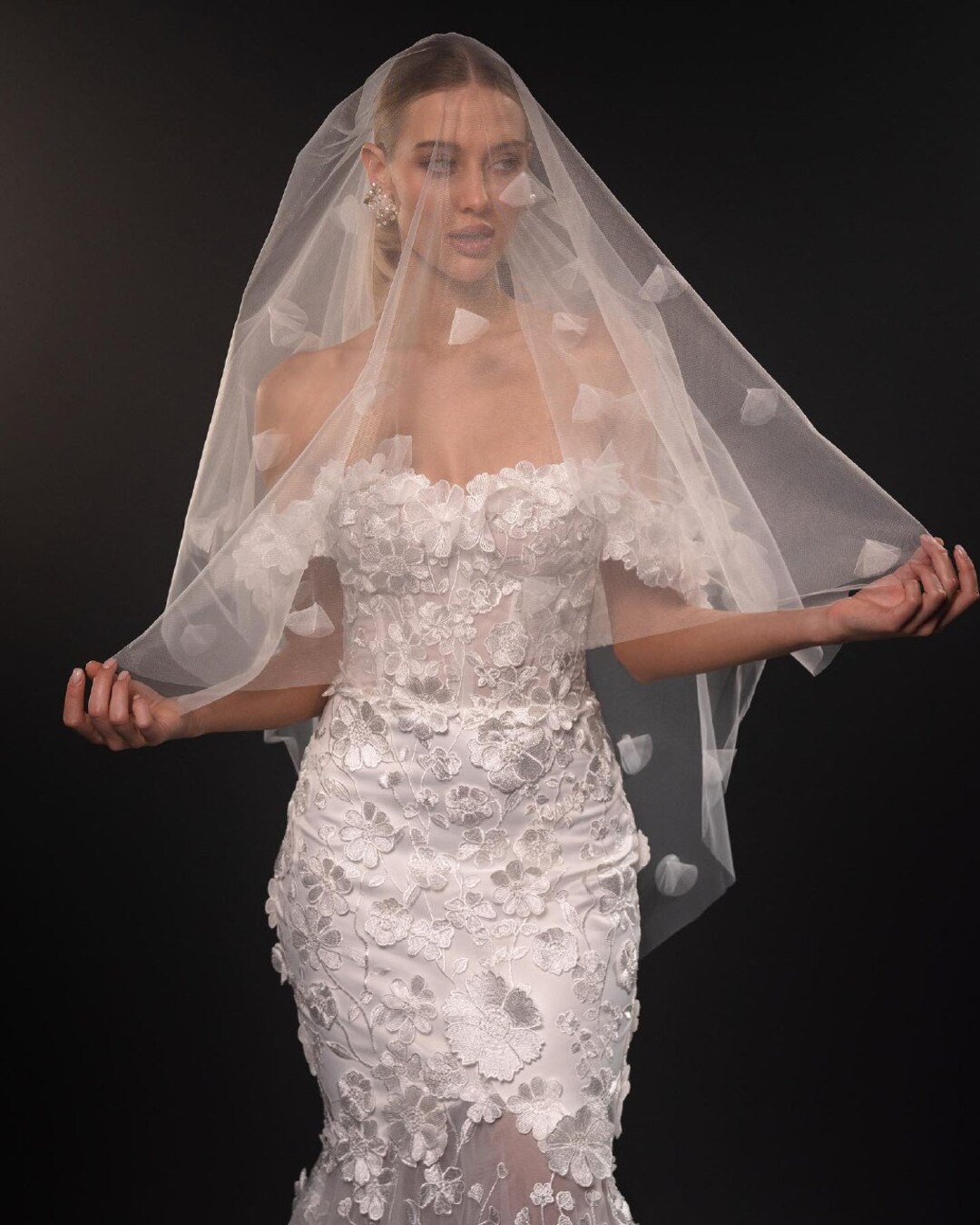 Bridal Veil, Modern Elegant Wedding Veil, Long Sheer Wedding Veil, Veil ...