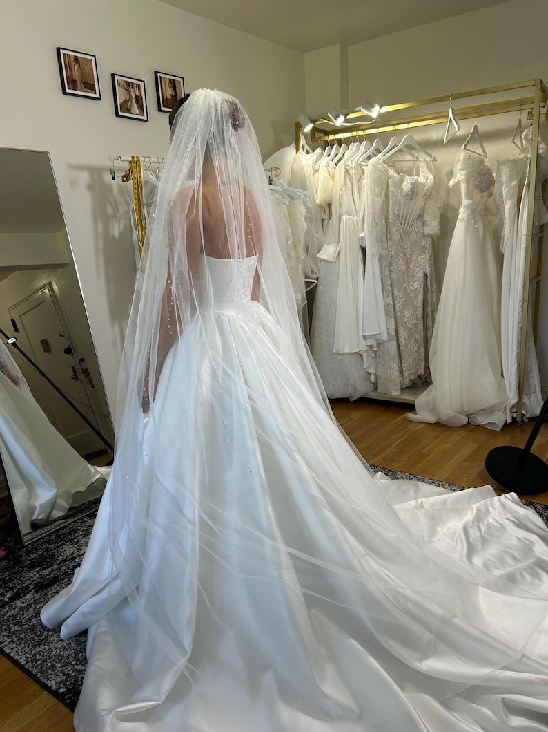 Satin Luxurious Bridal Gown, Embellished Beaded Structured Corset ...