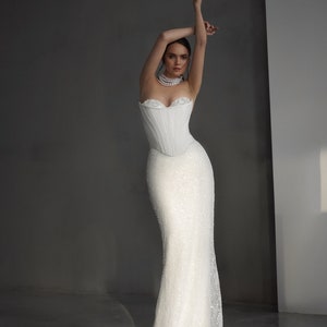 Sheath Mermaid Wedding Set, Basque Waist Corset and Sparkly Skirt ...