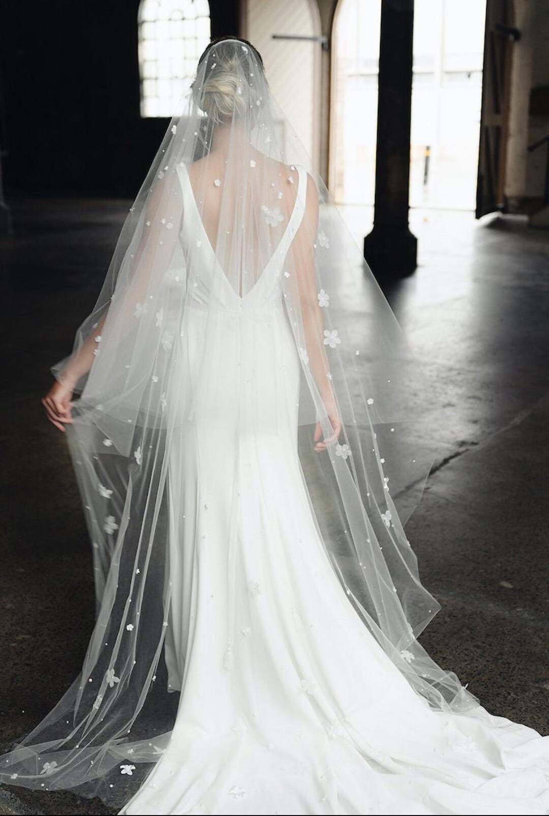 Bridal Veil, Modern Elegant Wedding Veil, Long Sheer Wedding Veil, Veil ...