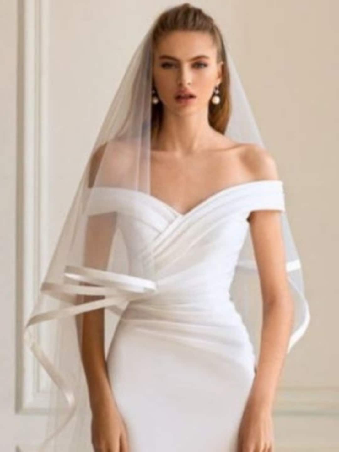 Bridal Veil, Modern Elegant Wedding Veil, Long Sheer Wedding Veil, Veil ...