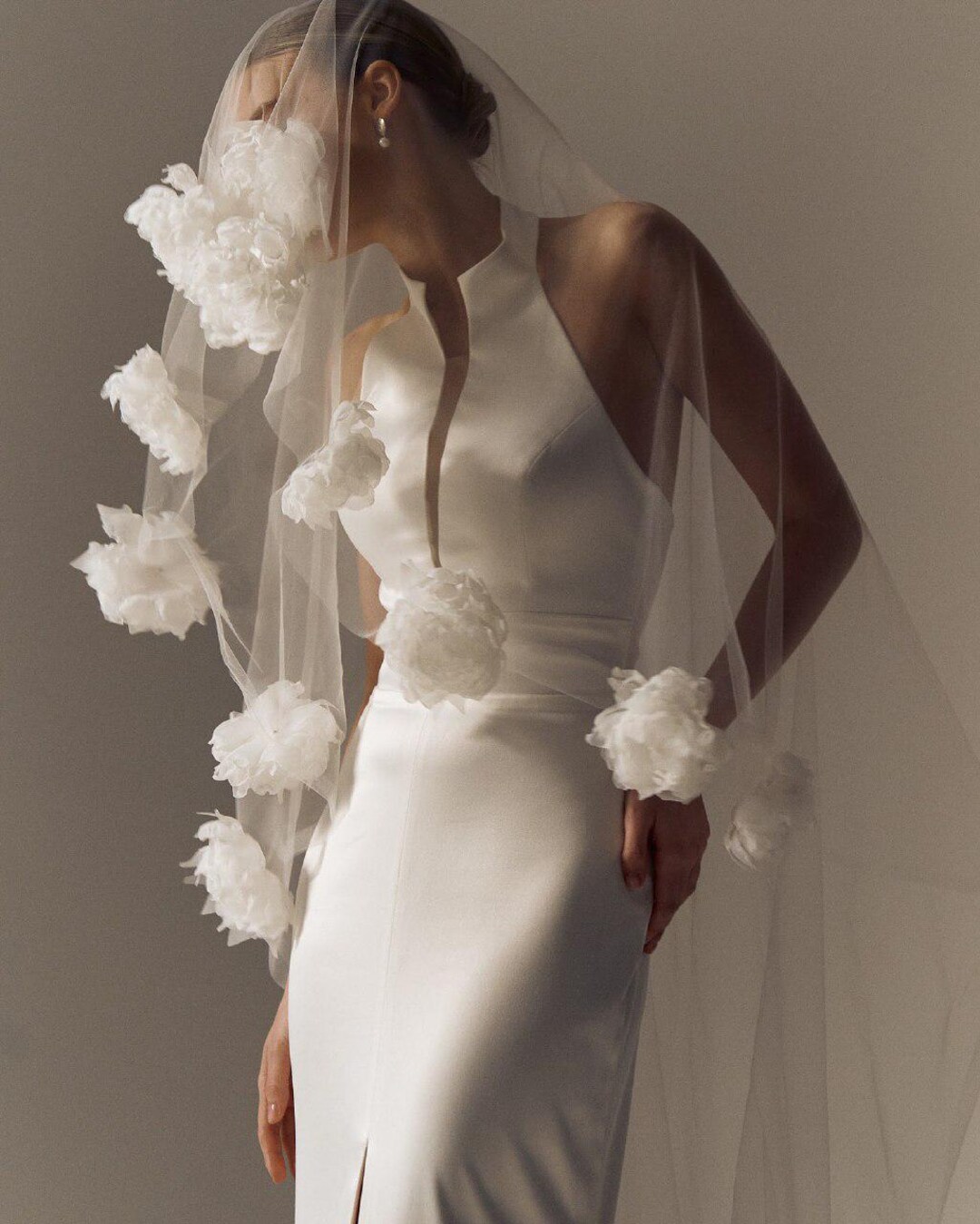 Bridal Veil, Modern Elegant Wedding Veil, Long Sheer Wedding Veil ...