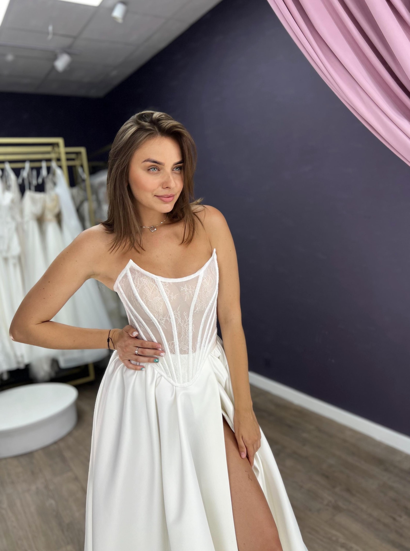 Lace Basque Wedding Corset, Drop Lacey Waist Bridal Corset, Two Piece ...