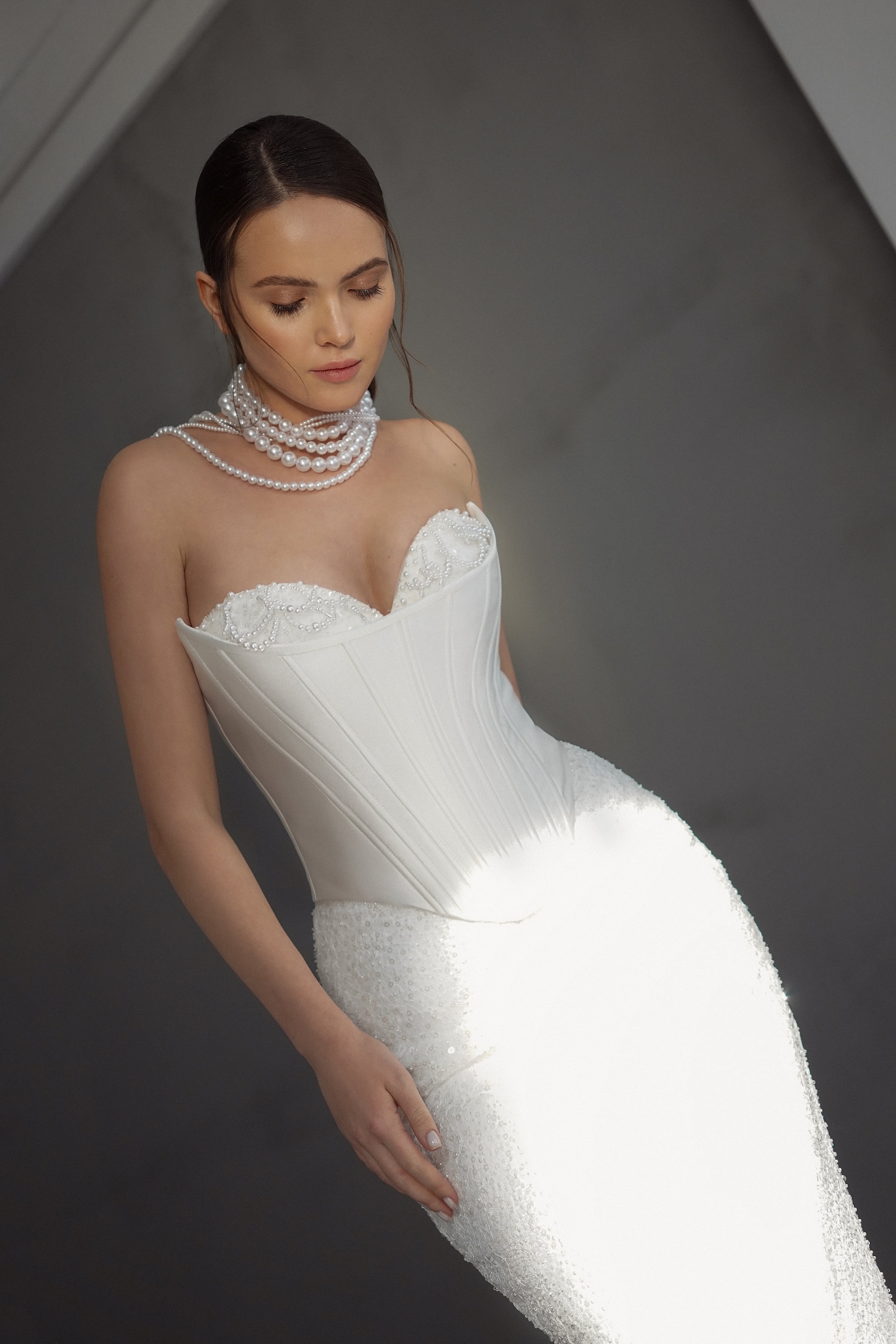 Sheath Mermaid Wedding Dress, Basque Waist, V Corset Wedding Dress ...