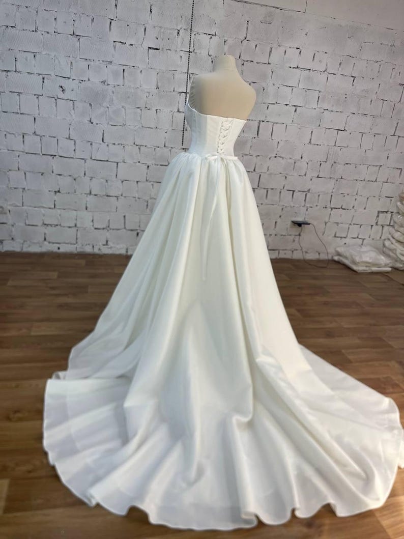 Custom-made Satin Bridal Gown, Basque Waist Wedding Dress, Light Pink ...