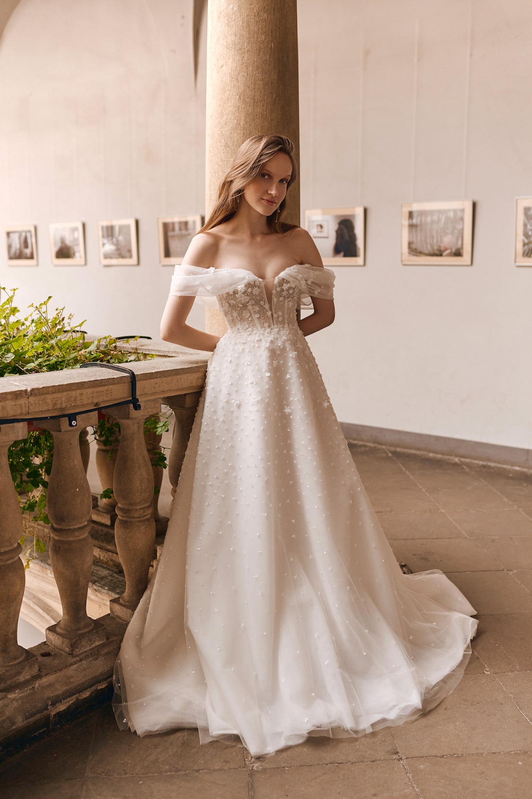 Coquette A-line Wedding Dress With Delicate Lace Embroidery - Etsy