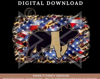 Pig Silhouette American Flag Livestock Show Png - Etsy