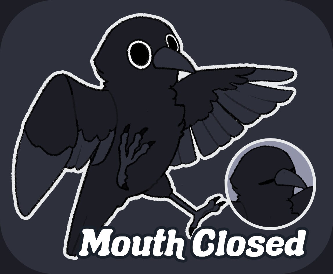 Flying Crow/raven Pngtuber, Animated Pngtuber+ Veadotube Mini Model ...