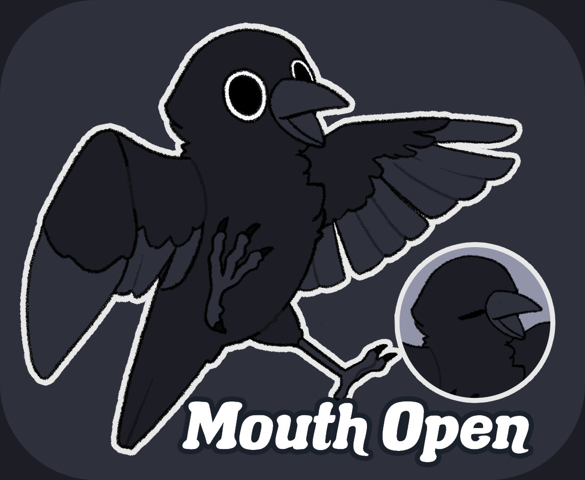 Flying Crow/raven Pngtuber, Animated Pngtuber+ Veadotube Mini Model ...