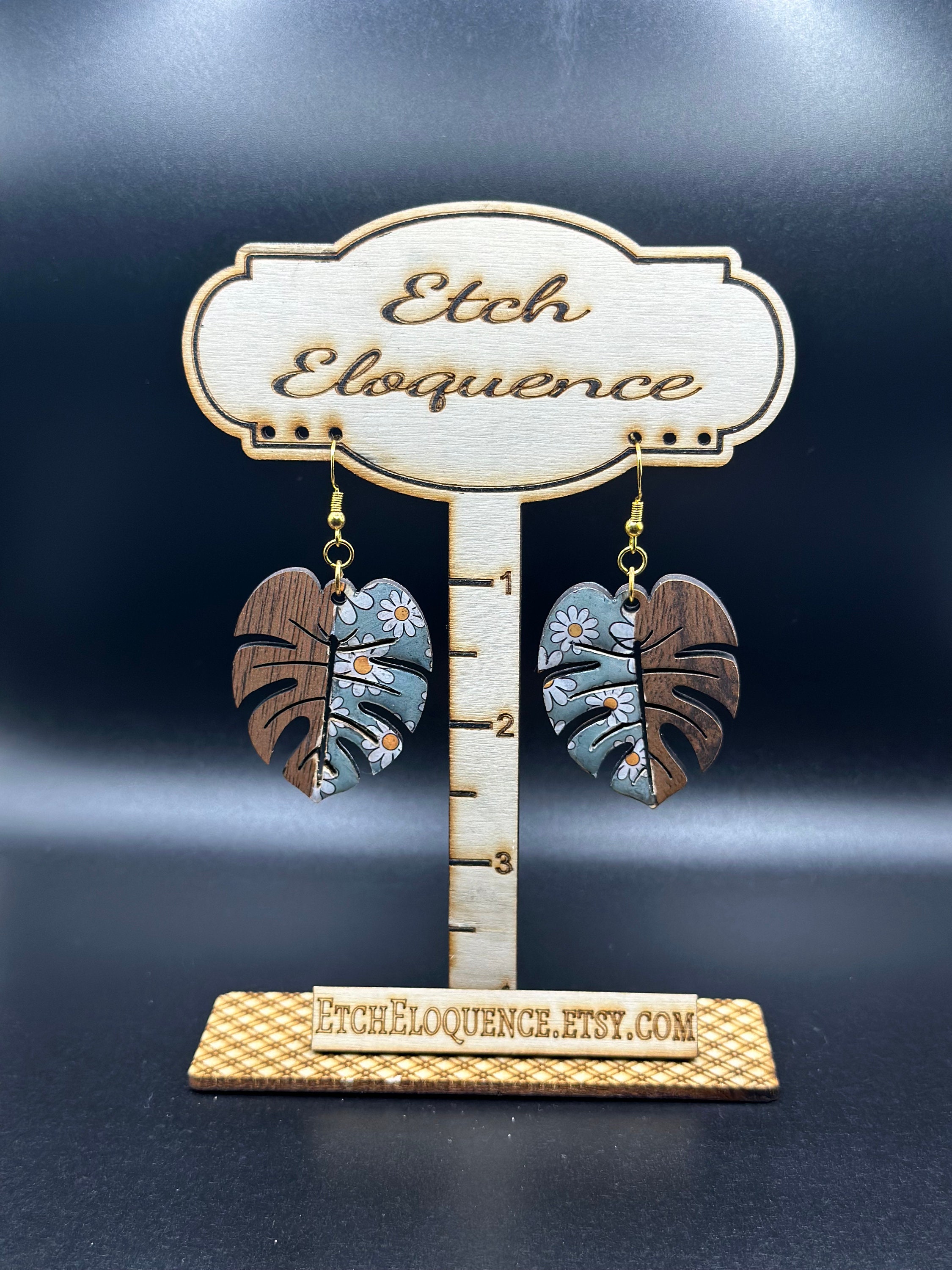 Handcrafted Wooden Monstera Leaf Earrings: Boho Daisy Floral Jewelry - Etsy