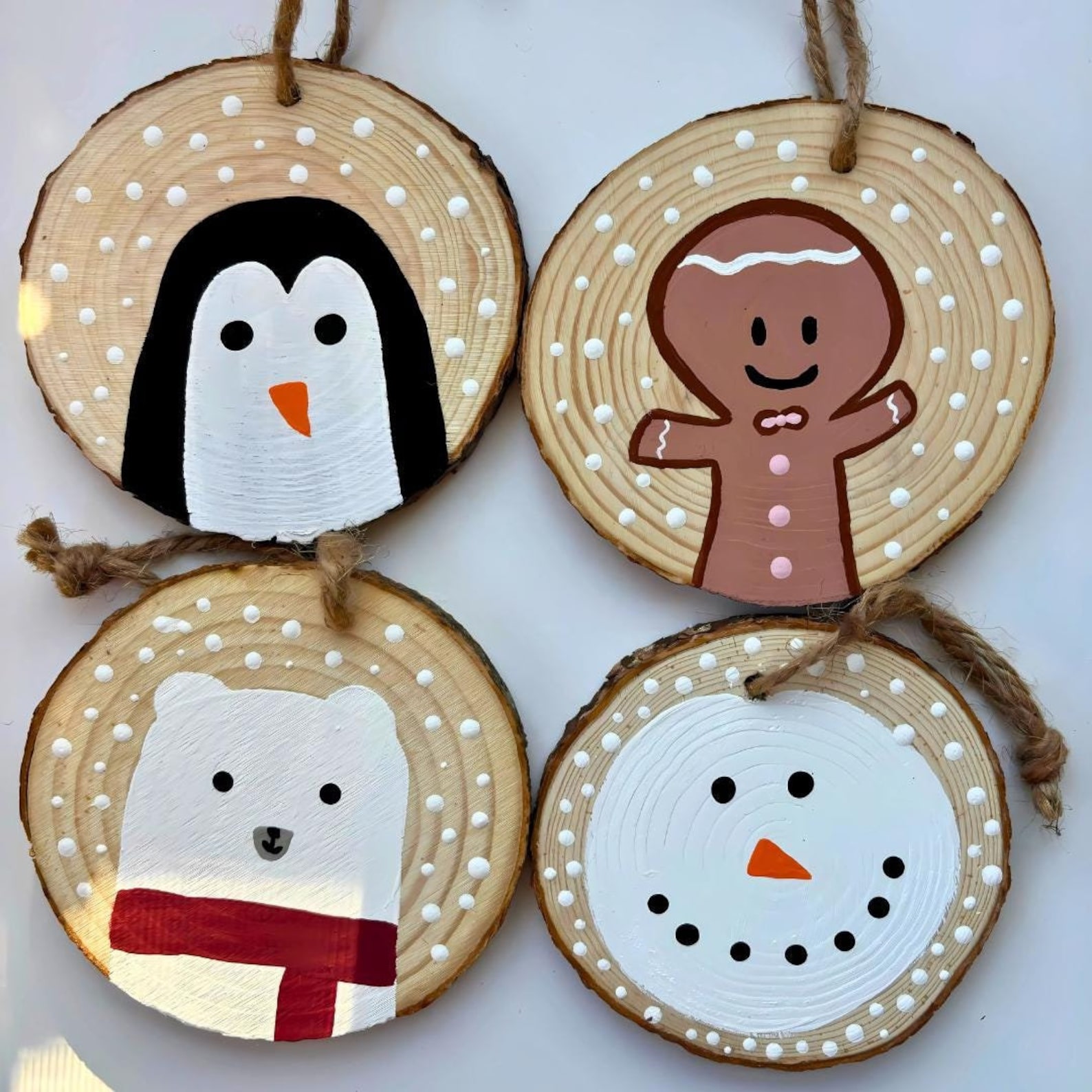 Hand-painted Wood Slice Christmas Ornaments/wooden Ornaments/christmas ...