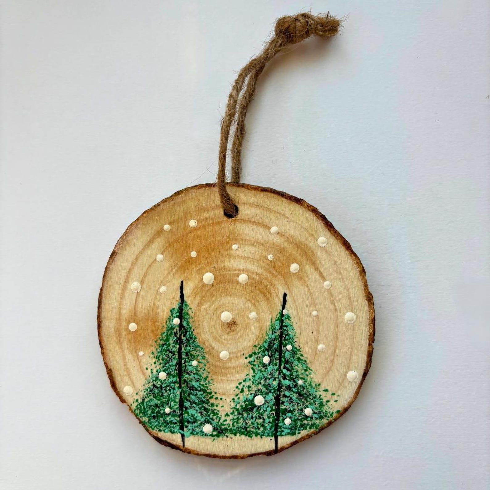 Rustic Hand-painted Wooden Slice Christmas Ornaments/rustic Holiday ...