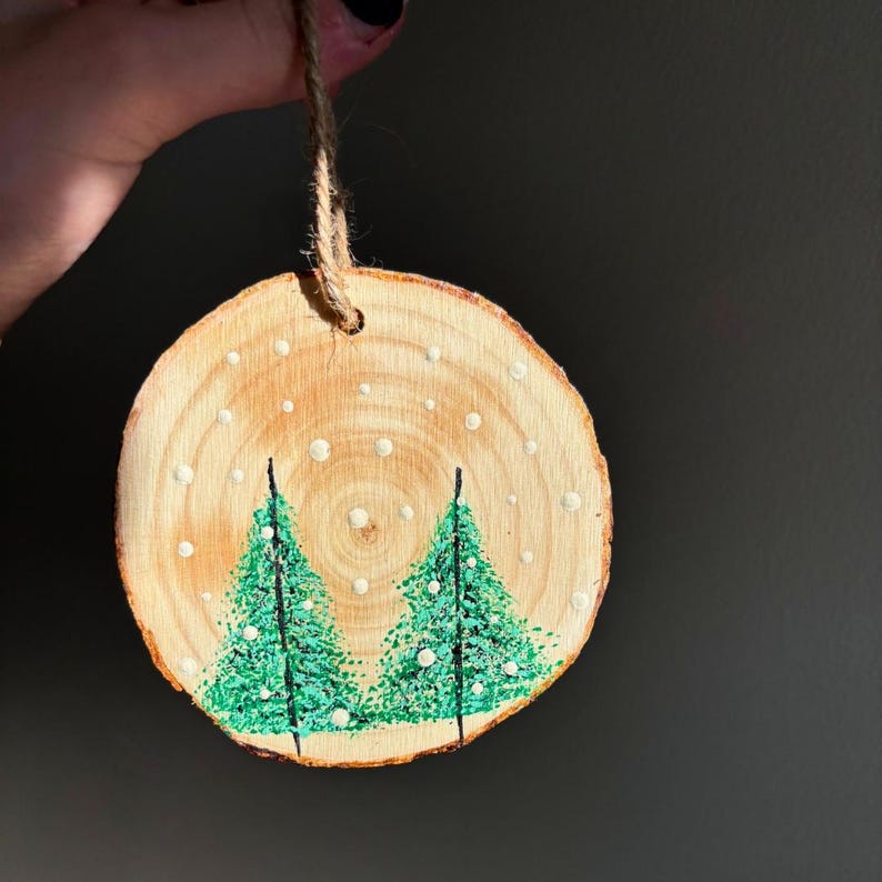 Rustic Hand-painted Wooden Slice Christmas Ornaments/rustic Holiday ...