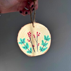 Rustic Hand-painted Wooden Slice Christmas Ornaments/rustic Holiday ...