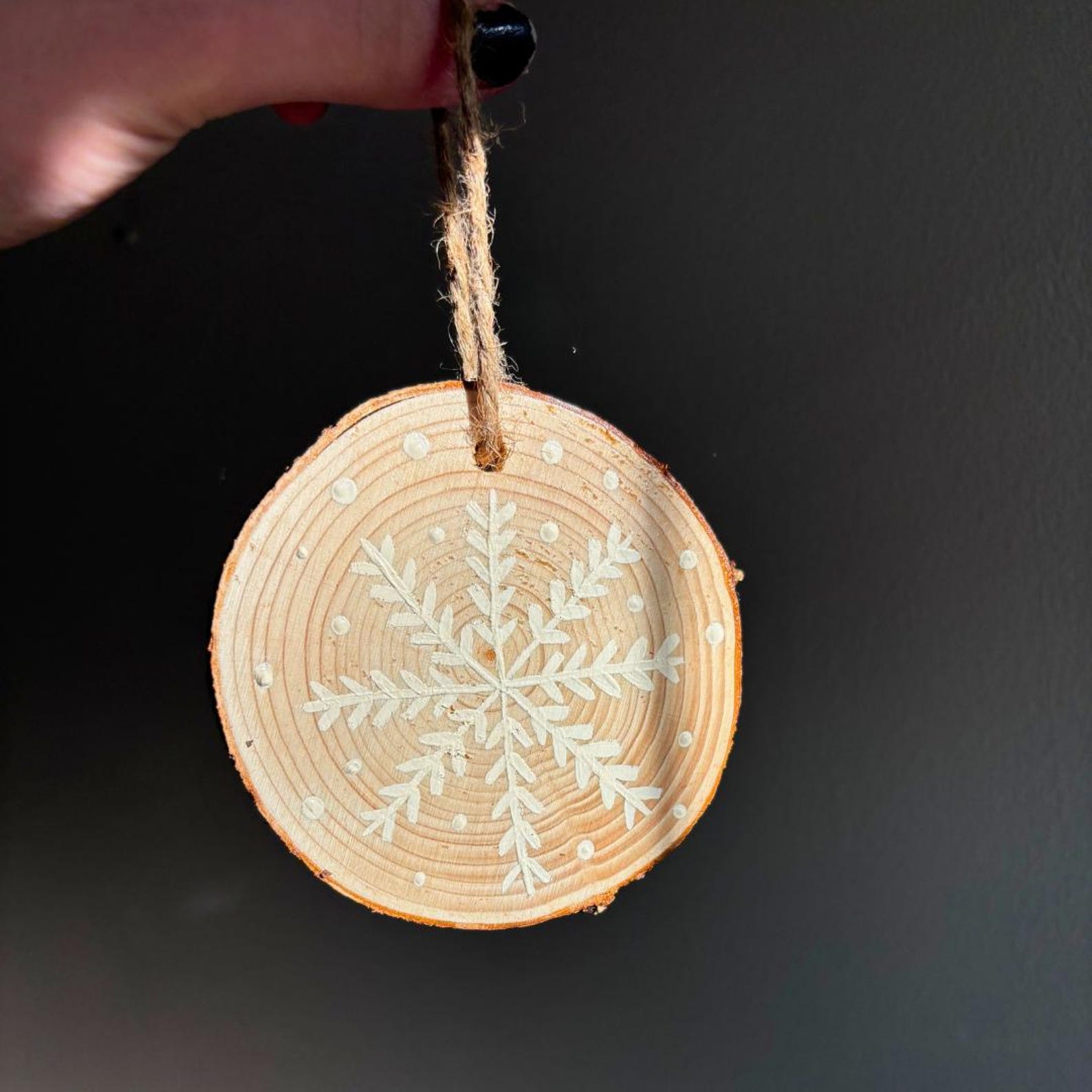 Rustic Hand-painted Wooden Slice Christmas Ornaments/rustic Holiday ...