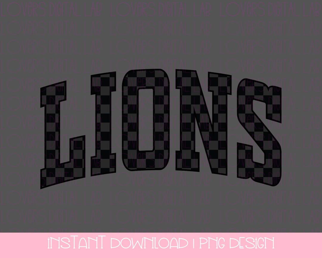 Retro Checkered Lion Mascot PNG: School Spirit T-shirt Design (digital ...
