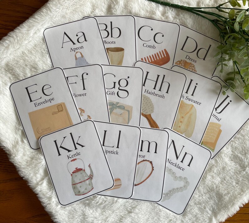 Vintage Girl Alphabet Flashcards - PDF Download - Etsy