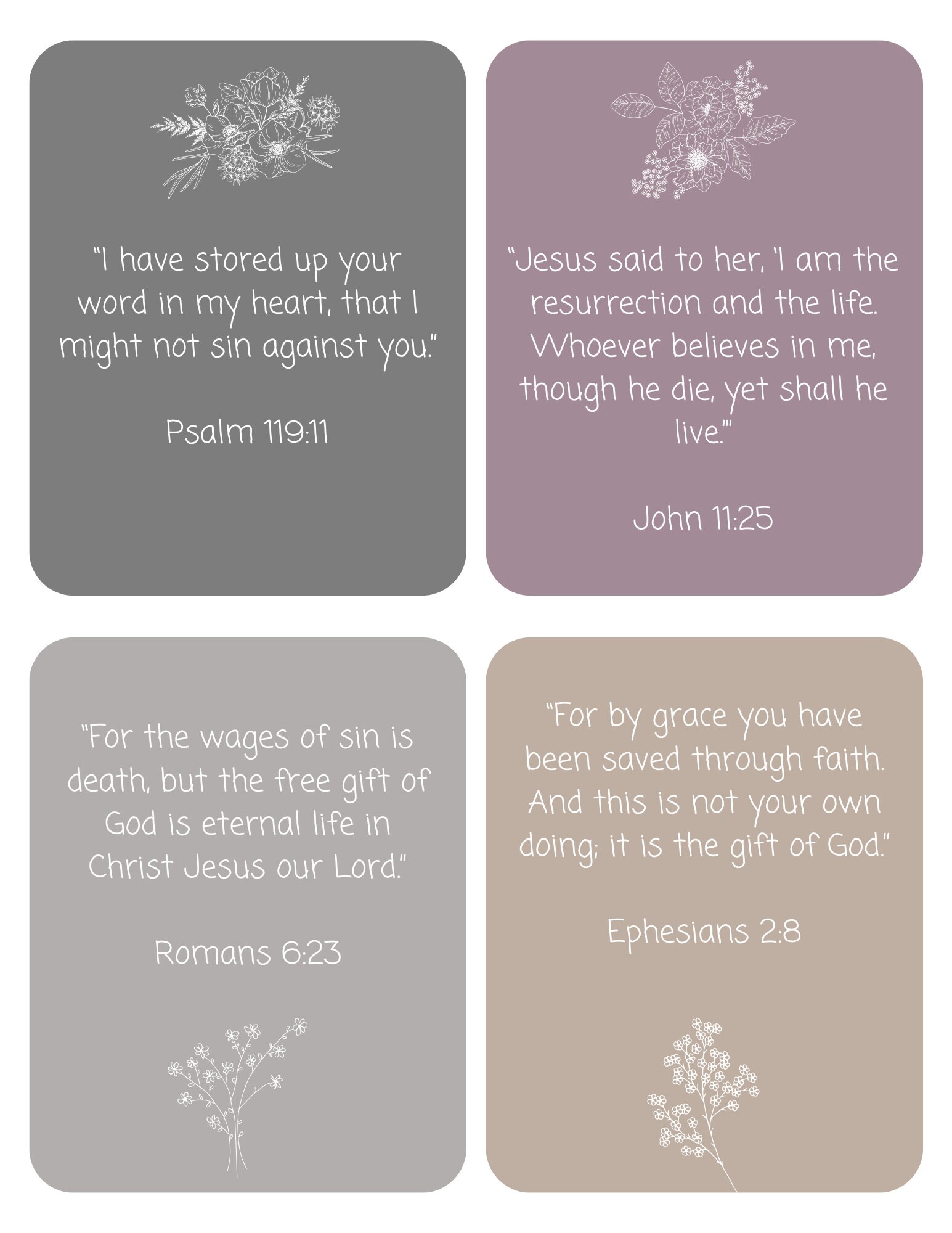 Scripture Memory Verse Cards - PDF Download - Etsy